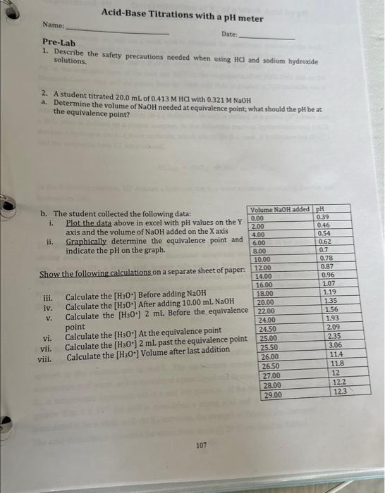 Solved Pre-Lab 1. Describe the safety precautions needed | Chegg.com