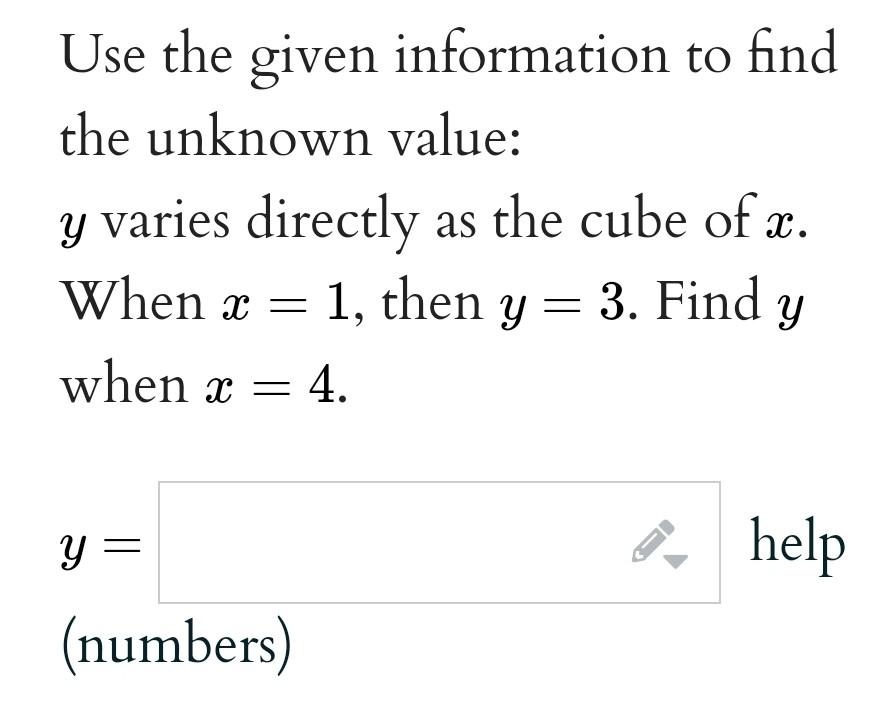 Solved Use the given information to find the unknown value: | Chegg.com