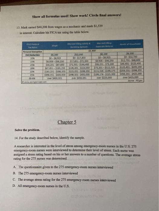 Solved Show all formulas used! Show work! Circle final | Chegg.com