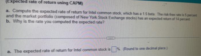 Solved (Capital Asset Pricing Model) Breckenridge. Inc, has | Chegg.com