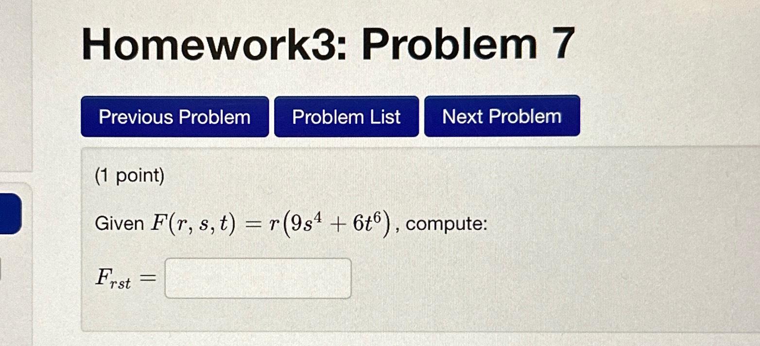 Solved Homework3: Problem 7(1 point)Given | Chegg.com Solved Homework3: Problem 7(1 point)Given | Chegg.com