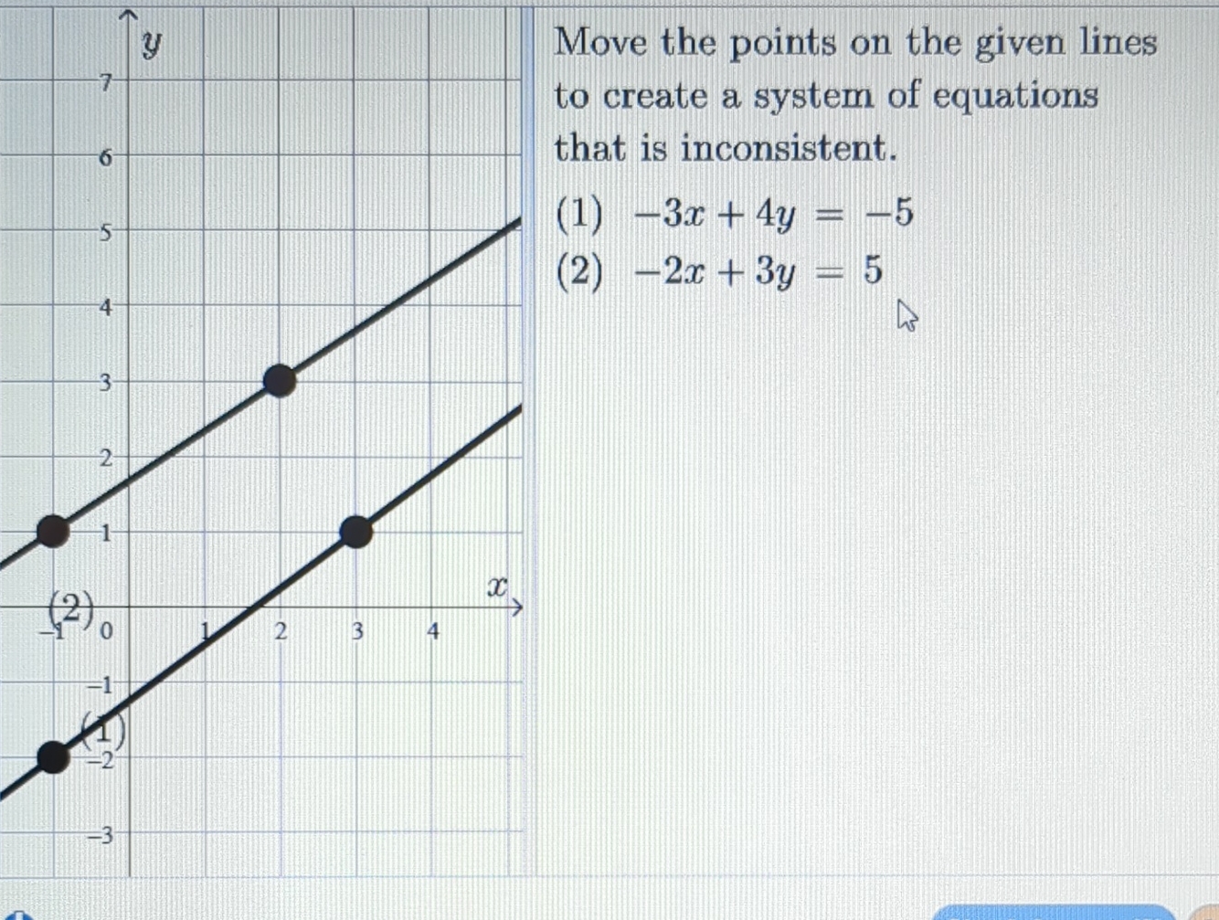 Solved Move the points on the given lines to create a system | Chegg.com