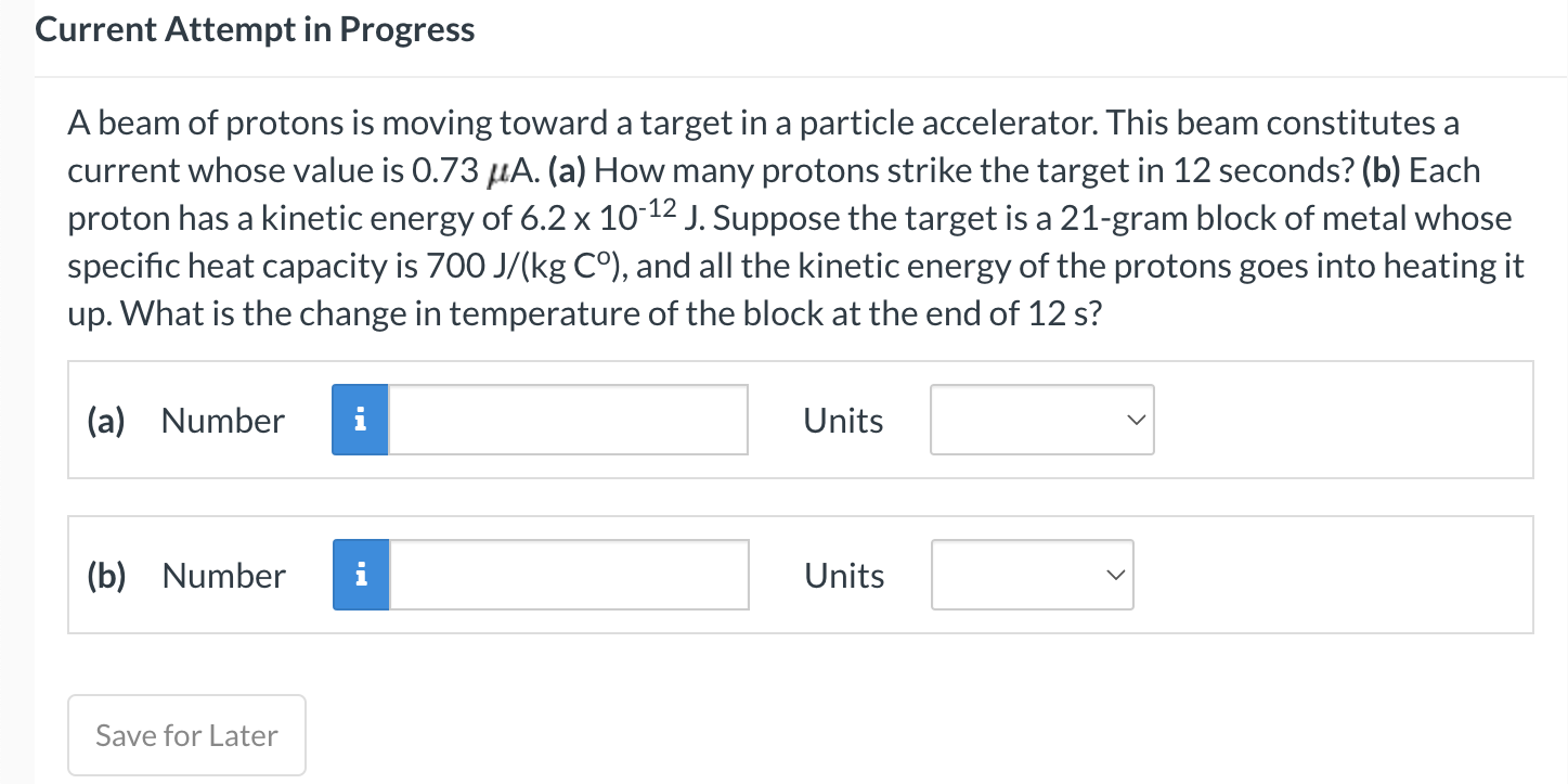 Solved Current Attempt in ProgressA beam of protons is | Chegg.com