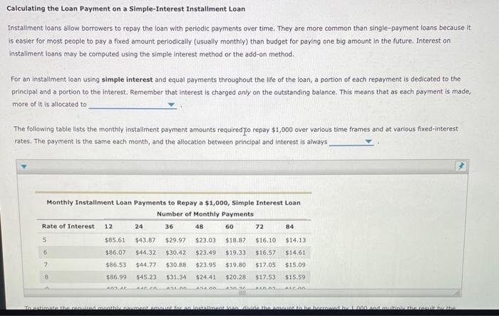 Solved Calculating the Loan Payment on a Simple-Interest | Chegg.com