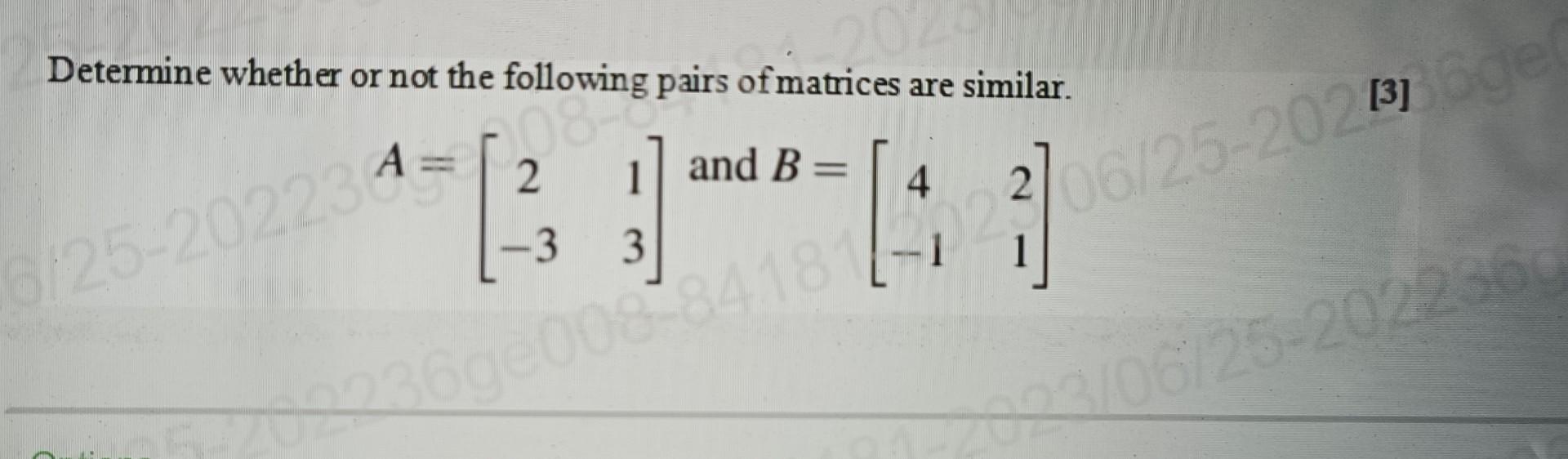 Solved Determine whether or not the following pairs of | Chegg.com