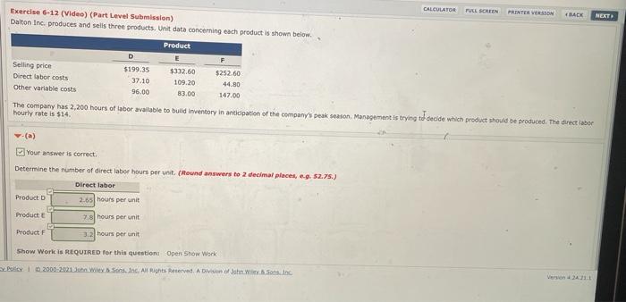 Solved CALCULATOR FULL SCREEN PRINTER VERSION Exercise 6-12 | Chegg.com