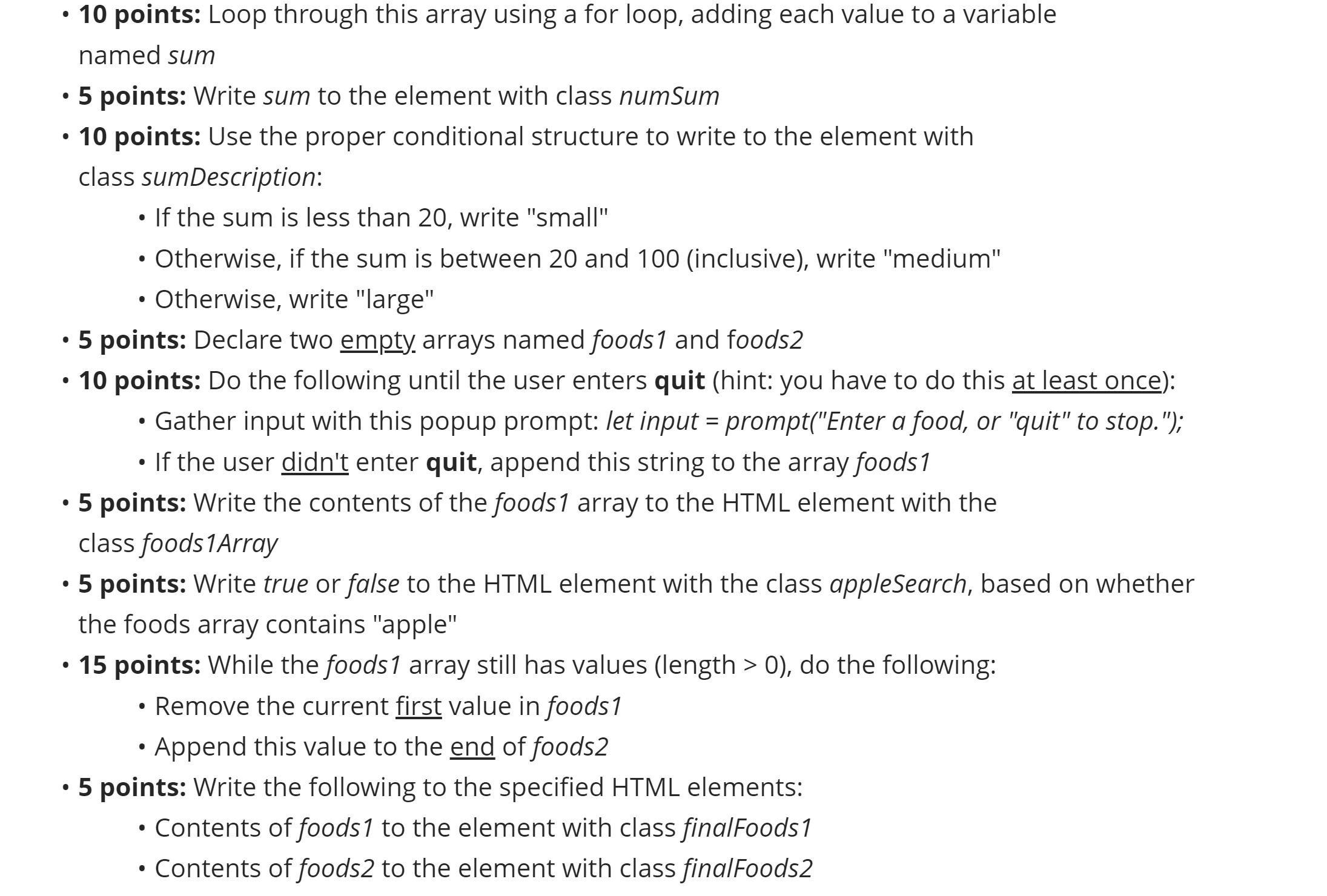 Solved In javascript 5 ﻿points: Declare and instantiate an | Chegg.com