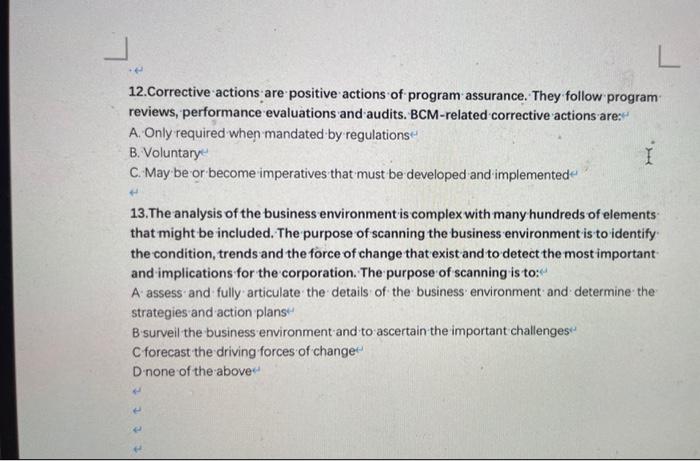 Solved 12. Corrective 'actions are positive actions of | Chegg.com