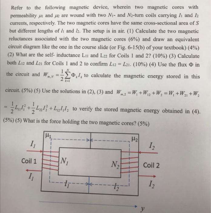 Solved Refer to the following magnetic device, wherein two | Chegg.com