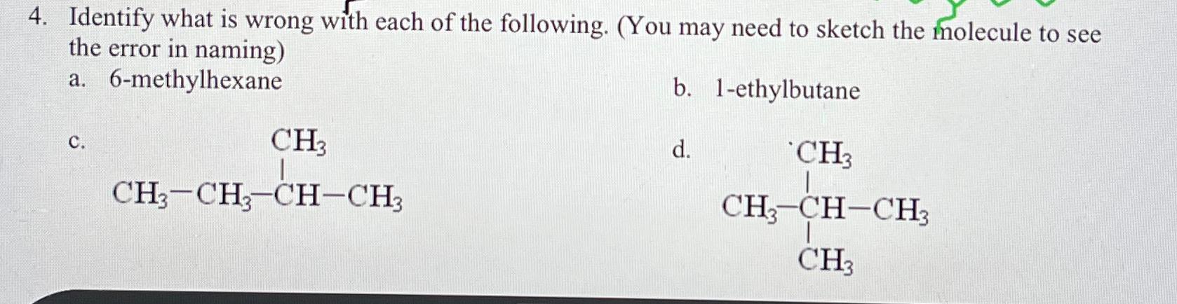 Solved Identify what is wrong with each of the following. | Chegg.com