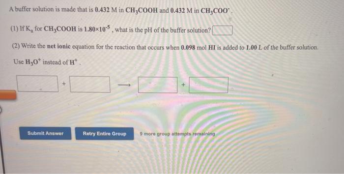 Solved A buffer solution is made that is 0.432 M in CH3COOH | Chegg.com