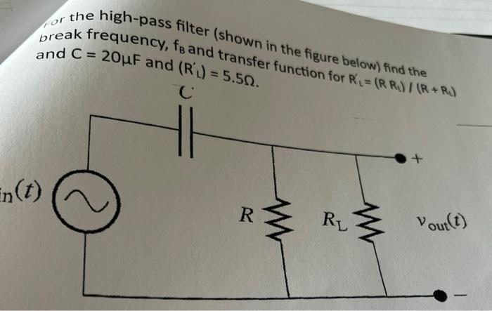 Solved for the high-pass filter (shown in the figure below) | Chegg.com