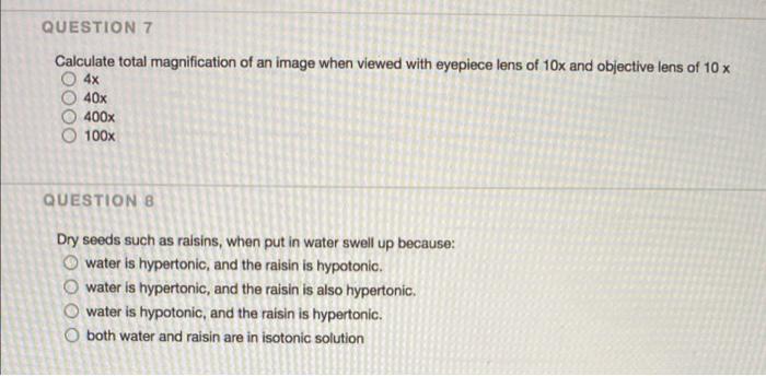 Solved QUESTION 7 Calculate total magnification of an image | Chegg.com