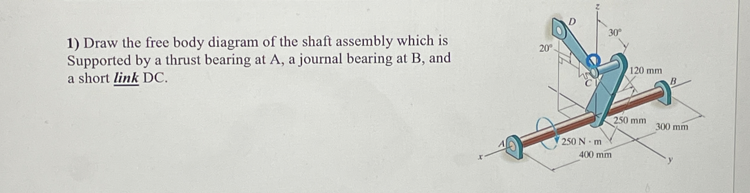 Solved Draw the free body diagram of the shaft assembly | Chegg.com