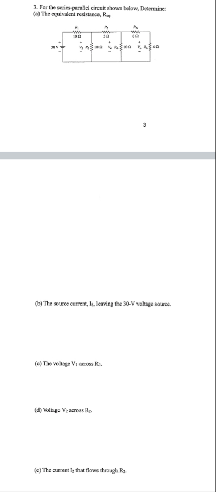 Solved For the scries-parallel circuit shown below, | Chegg.com