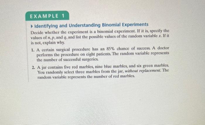 Solved Identifying and Understanding Binomial Experiments | Chegg.com