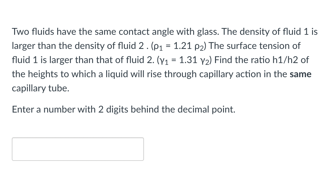 Solved Two fluids have the same contact angle with glass. | Chegg.com