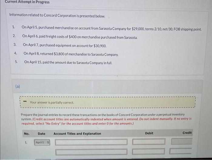 Solved Current Attempt in Progress Information related to | Chegg.com