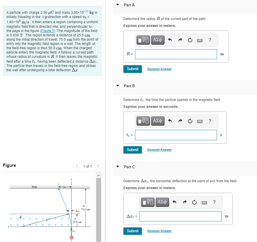 Solved Part AA particle with charge 2.50μC ﻿and mass | Chegg.com
