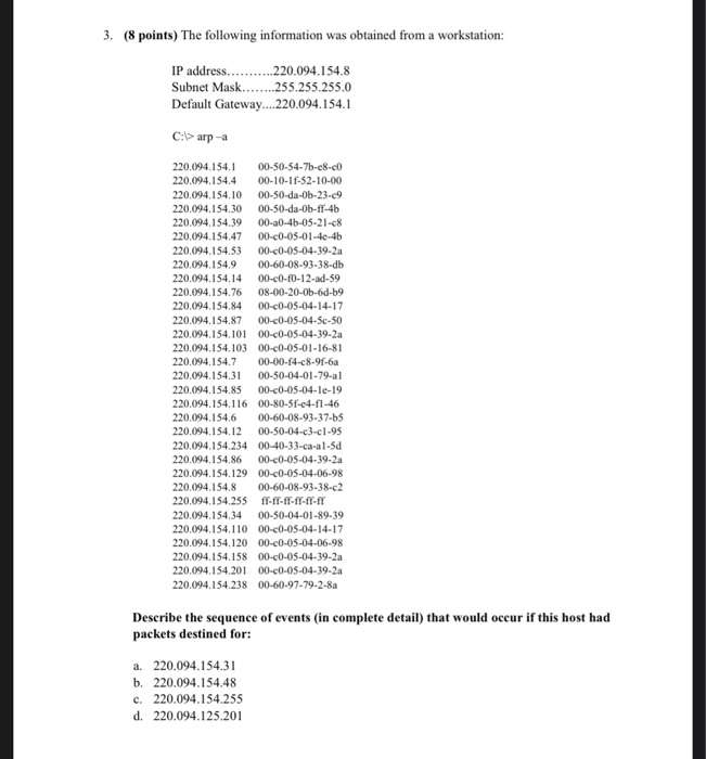 3. (8 points) The following information was obtained | Chegg.com