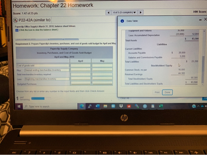 Solved P22-42A (similar to) Data Table Paperclip Office | Chegg.com