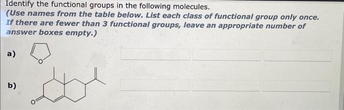 Solved Identify the functional groups in the following | Chegg.com
