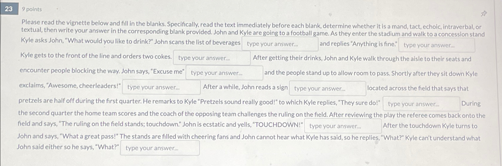 Solved 9 ﻿pointsPlease read the vignette below and fill in | Chegg.com