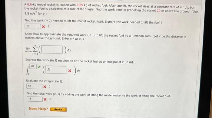 Solved A 0.6−kg model rocket is loaded with 0.85 kg of | Chegg.com