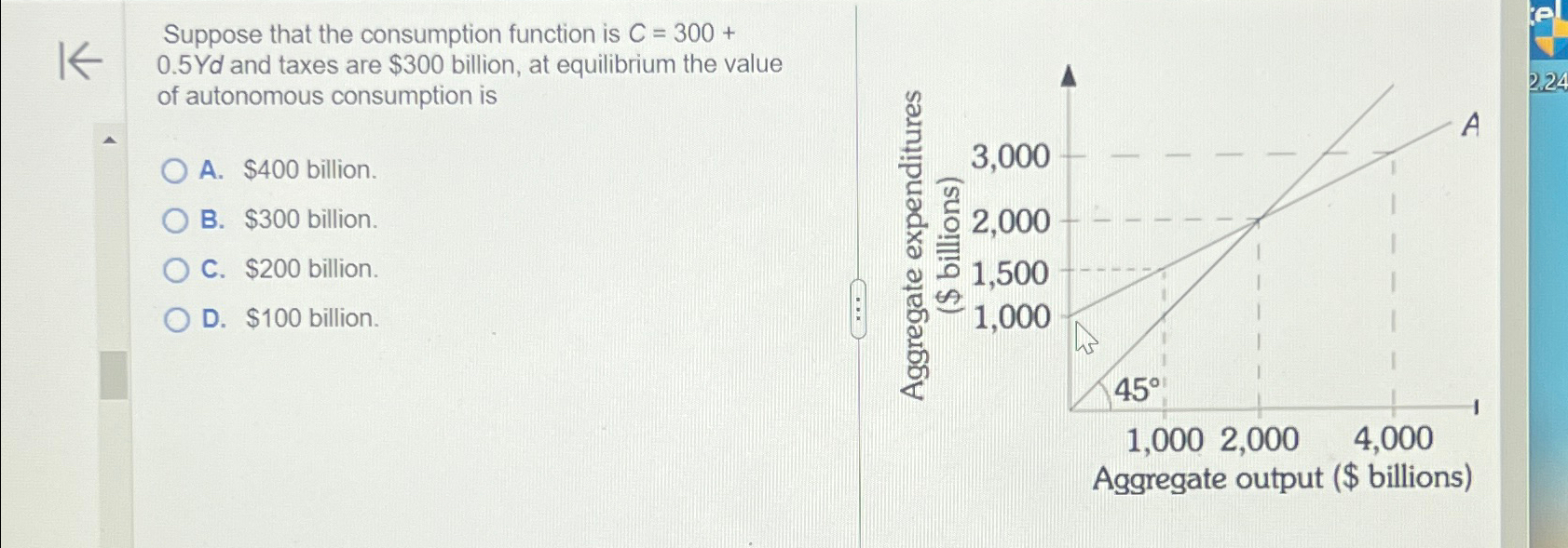 Solved Suppose that the consumption function is C=300+ 0.5Yd | Chegg.com