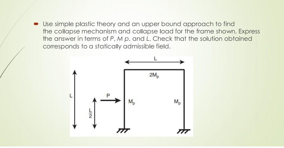 Solved Use simple plastic theory and an upper bound approach | Chegg.com