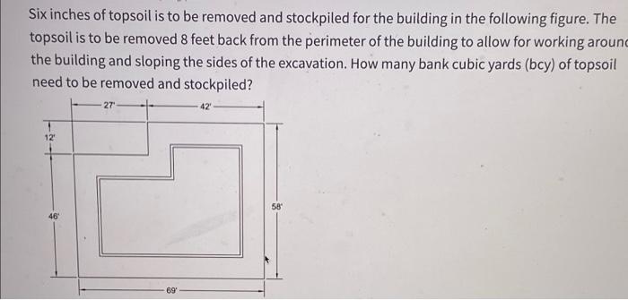 Solved Six inches of topsoil is to be removed and stockpiled | Chegg.com