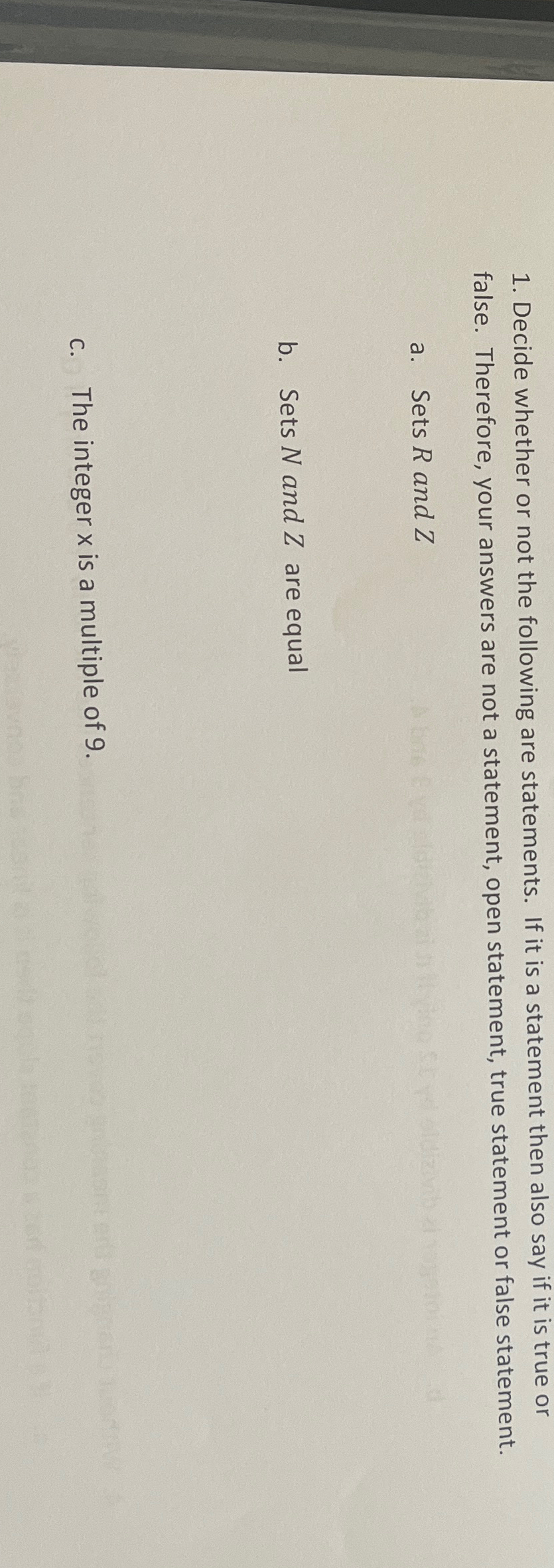 Solved Decide whether or not the following are statements. | Chegg.com