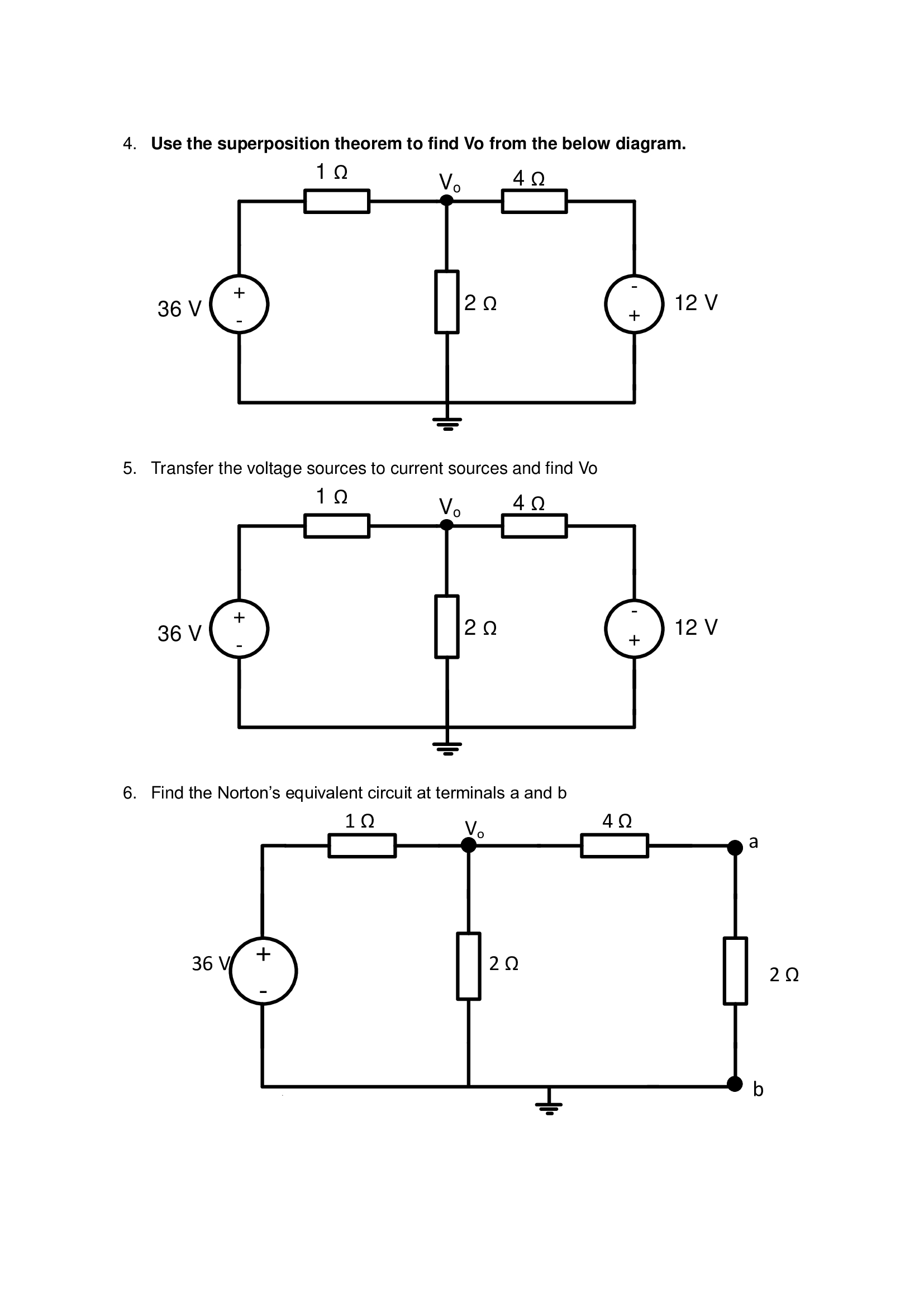 Solved Q-1 ﻿Use the superposition theorem to find Vo from | Chegg.com