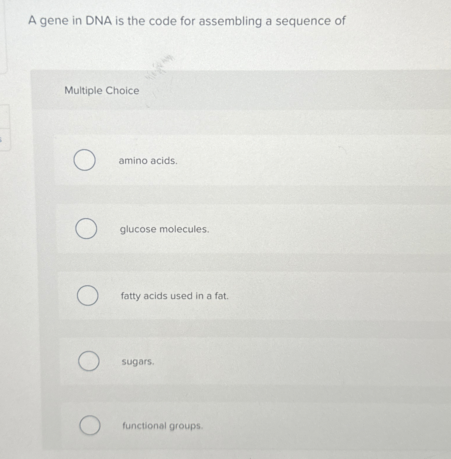 Solved A gene in DNA is the code for assembling a sequence | Chegg.com