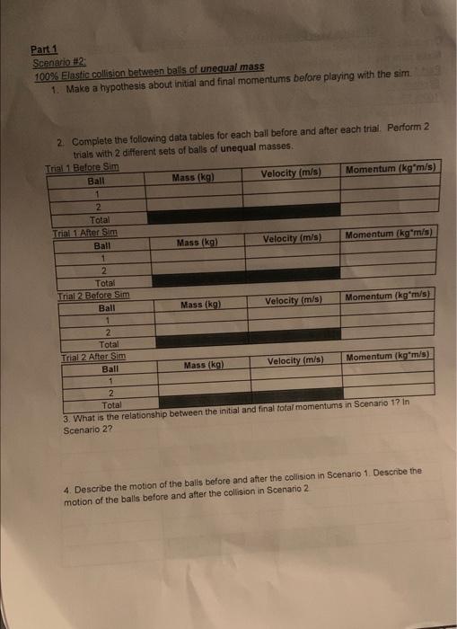 Collision Lab - Conservation of Momentum (newtons 3rd | Chegg.com