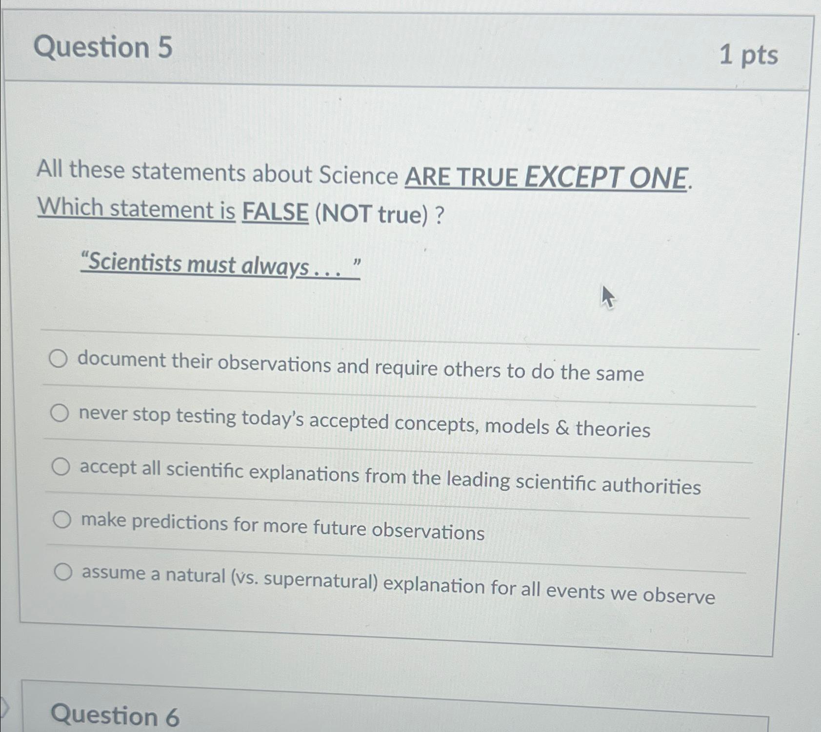 Solved Question 51 ptsAll these statements about Science | Chegg.com Solved Question 51 ptsAll these statements about Science | Chegg.com