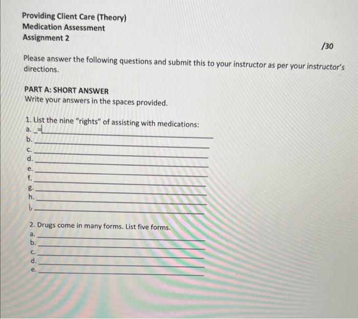 Solved Assignment 2 /30 Please answer the following | Chegg.com