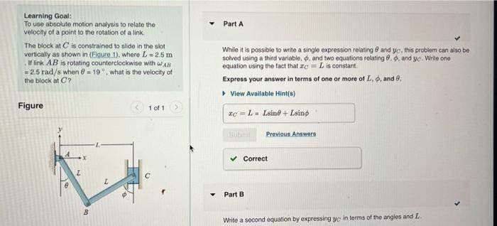 Solved Learning Goal: To use absolute motion analysis to | Chegg.com