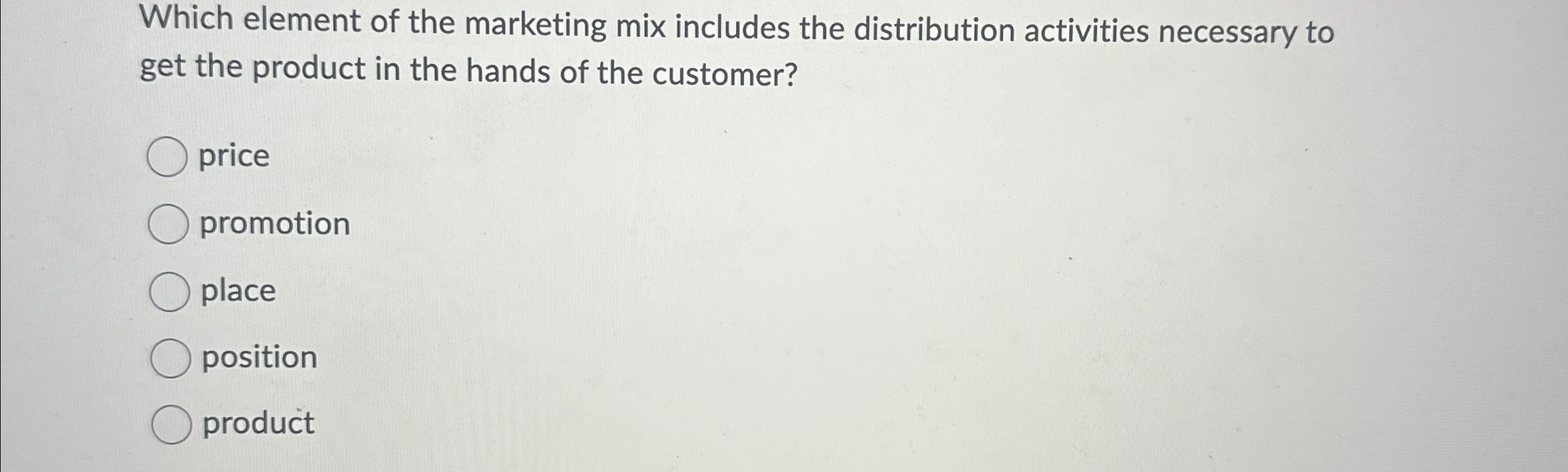 Solved Which element of the marketing mix includes the | Chegg.com