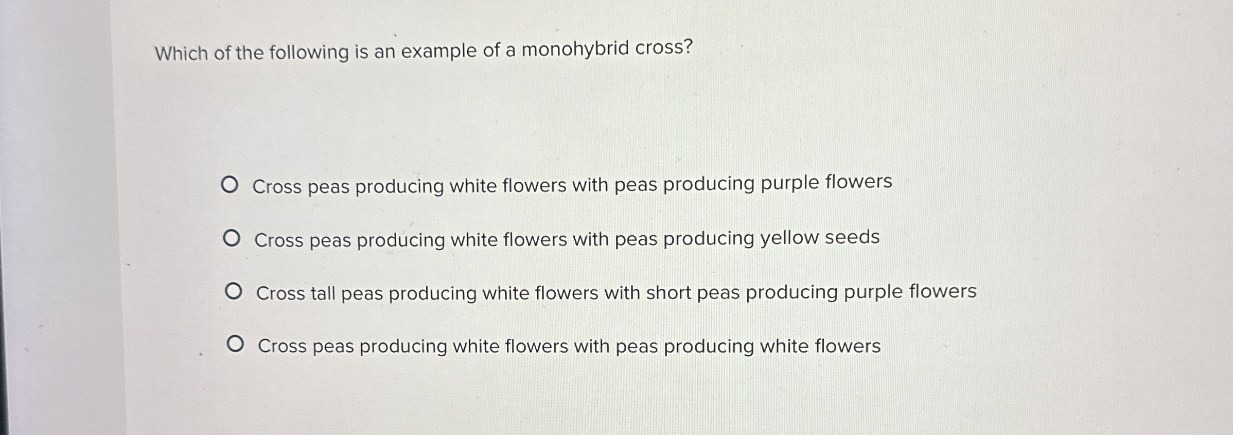 Solved Which of the following is an example of a monohybrid | Chegg.com