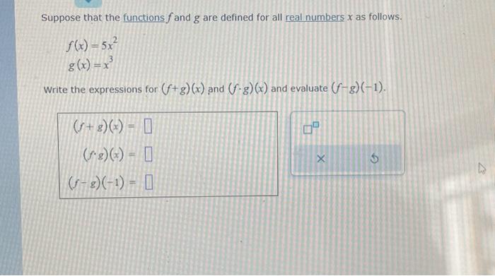 Solved Suppose that the functions f and g are defined for | Chegg.com