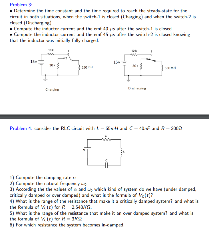 Solved Problem 3:Determine the time constant and the time | Chegg.com