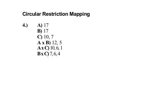Circular Restriction Mapping 4.) A) 17 B) 17 C) 10,7 | Chegg.com