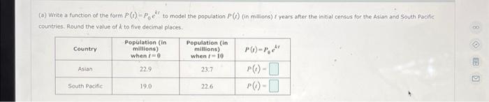 Solved (a) Write a function of the form P (t) = Pekt to | Chegg.com