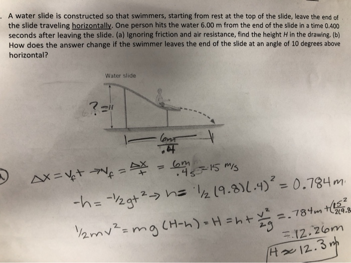 Solved A water slide is constructed so that swimmers, | Chegg.com