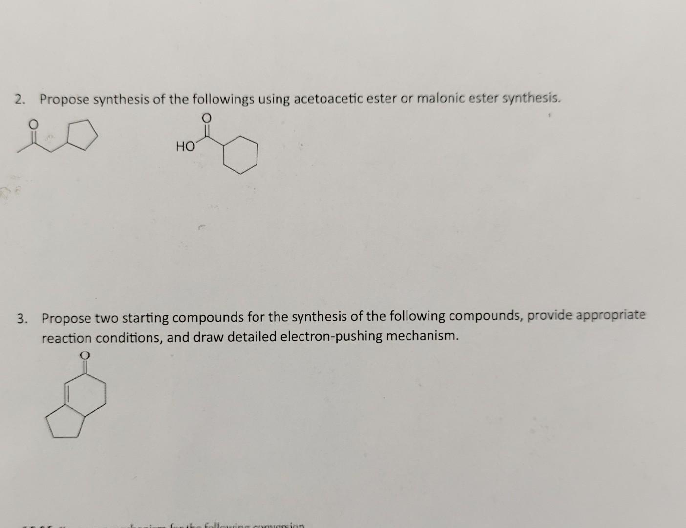 Solved 2 Propose Synthesis Of The Followings Using