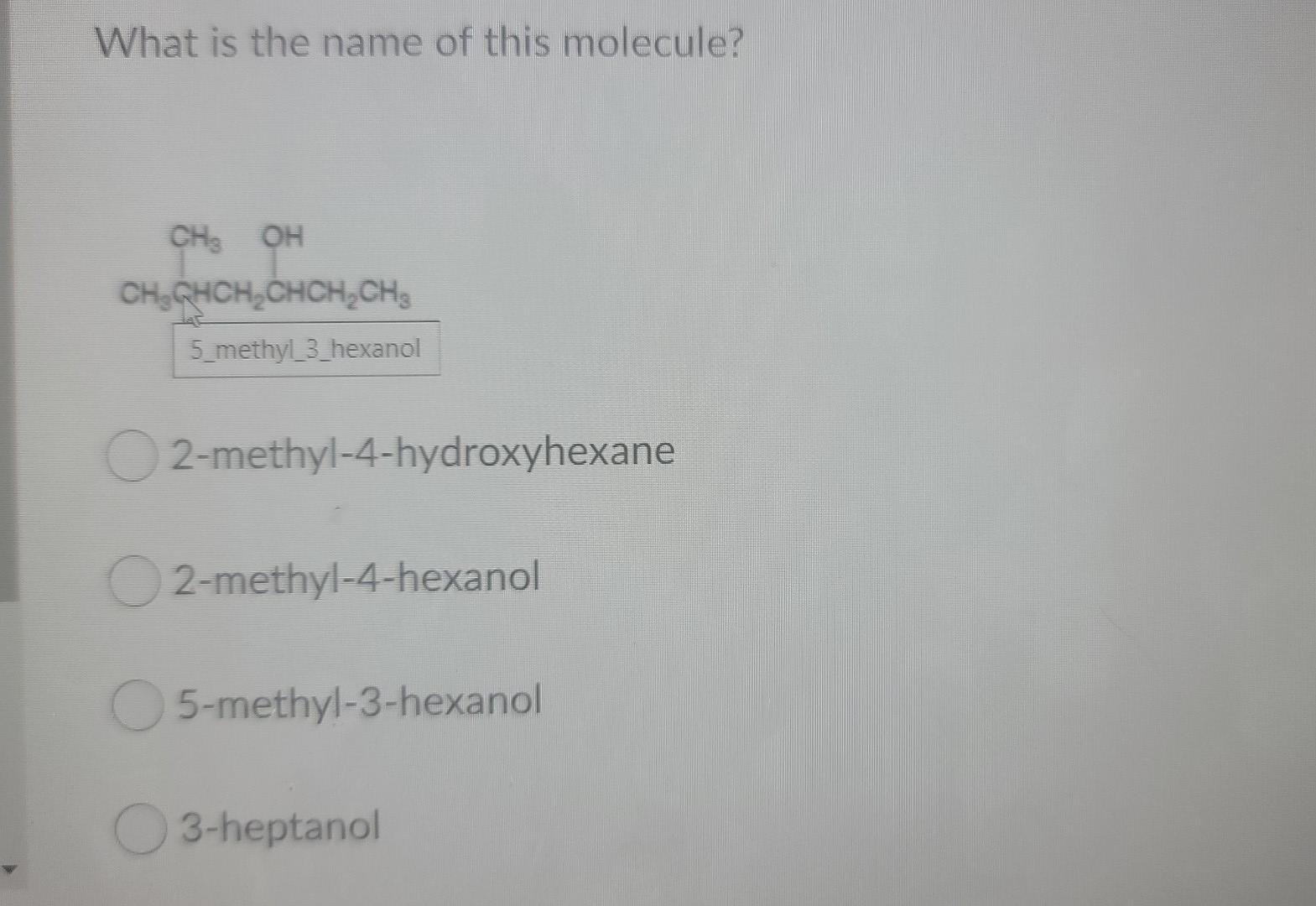 Solved What is the name of this molecule? CH OH CH, | Chegg.com