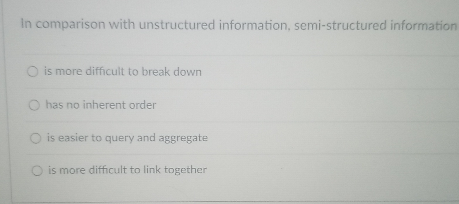 Solved In comparison with unstructured information, | Chegg.com