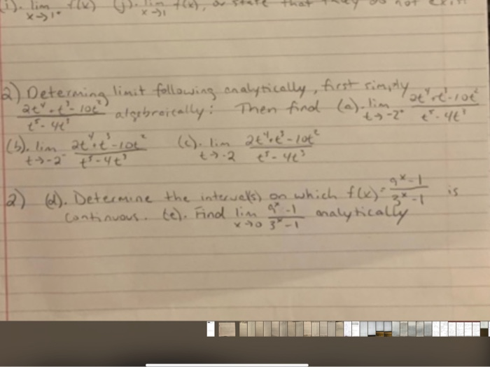Solved 2) Determing limit following analytically, first | Chegg.com