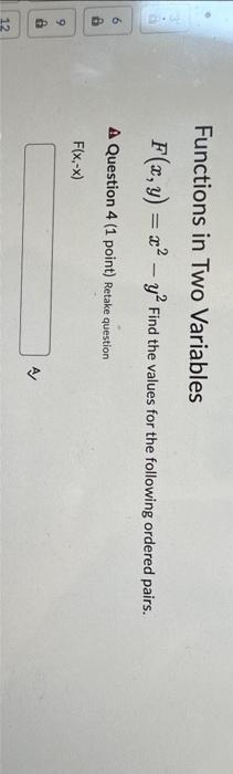 Solved Functions in Two Variables F(x,y)=x2−y2 Find the | Chegg.com